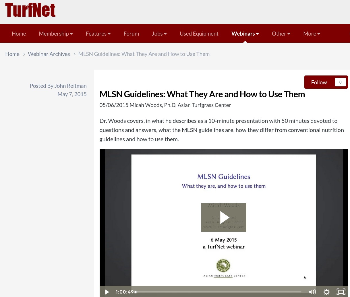MLSN webinar on TurfNet | Asian Turfgrass Center